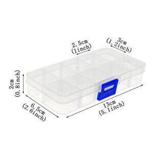 Saim 5Pcs 10-Grid 5 Inch x 2.5 Inch Adjustable Small Removable Clear Plastic Jewelry Organizer Divider Storage Box