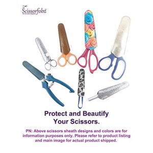 Scissors sheaths by SCISSORFOBZ with ScissorGripper for Embroidery, Micro Scissors-Designer Scissors Covers Holders - Microsuede Leopard Print - S-388-FB