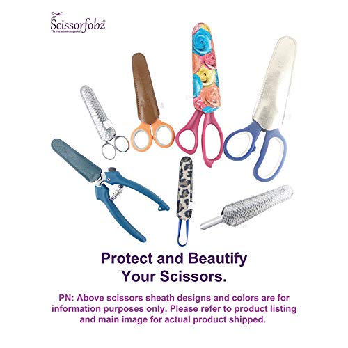 Scissors sheaths by SCISSORFOBZ with ScissorGripper for Embroidery, Micro Scissors-Designer Scissors Covers Holders - Microsuede Leopard Print - S-388-FB