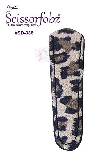 Scissors sheaths by SCISSORFOBZ with ScissorGripper for Embroidery, Micro Scissors-Designer Scissors Covers Holders - Microsuede Leopard Print - S-388-FB