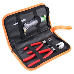 Swpeet 3Pcs Heavy Duty Glass Running Pliers, Breaker Grozer Pliers and Grip Oil Feed Glass Cutter Kit, Professional Stained Glass Cutting Tool with Extra Rubber Tips Perfect for Stained Glass Work