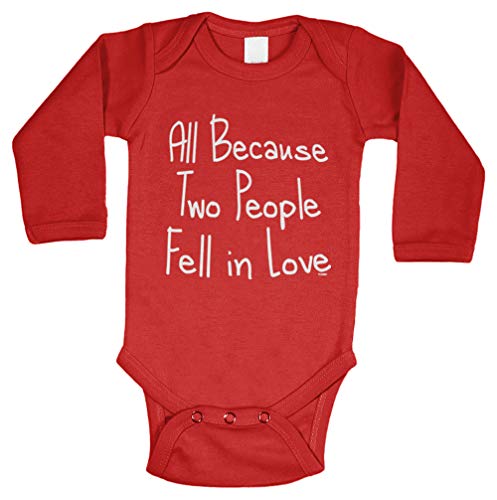 All Because Two People Fell in Love Long Sleeve Bodysuit (Red, 6 Months)