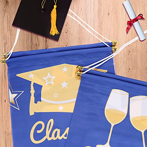 Ivenf 2023 Graduation Party Decorations, Class of 2023 Congrats Grad Banner, Graduation Porch Sign, Blue and White Graduation Decoartions Hanging Banner Photo Props for Home School Graduation Party