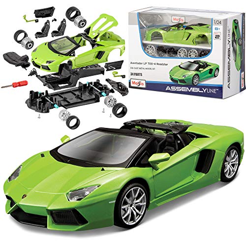 Maisto Assembly Line Lamborghini Aventador Roadster Die Cast Model Kit (1:24 Scale)