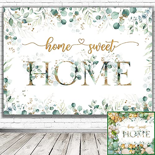 Home Sweet Home Housewarming Party Photo Background, Greenery Eucalyptus Leaves Bridal Shower Party Decorations Banner, Housewarming Party Decorations Banner Backdrops (7x5ft)