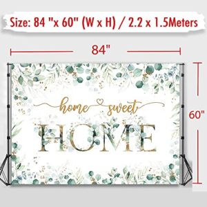 Home Sweet Home Housewarming Party Photo Background, Greenery Eucalyptus Leaves Bridal Shower Party Decorations Banner, Housewarming Party Decorations Banner Backdrops (7x5ft)