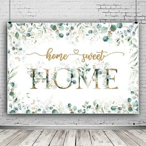 Home Sweet Home Housewarming Party Photo Background, Greenery Eucalyptus Leaves Bridal Shower Party Decorations Banner, Housewarming Party Decorations Banner Backdrops (7x5ft)