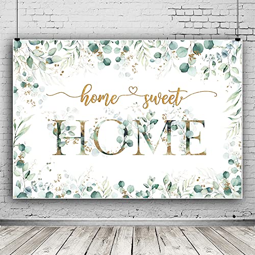 Home Sweet Home Housewarming Party Photo Background, Greenery Eucalyptus Leaves Bridal Shower Party Decorations Banner, Housewarming Party Decorations Banner Backdrops (7x5ft)