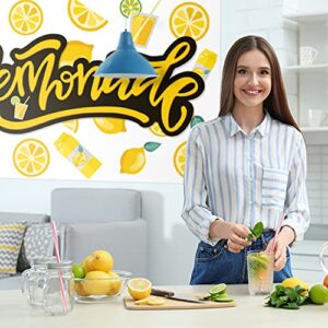 Lemonade Backdrop Banner Decor White – Lemon Party Theme Decorations for Lemonade Stand Birthday Supplies,Yellow