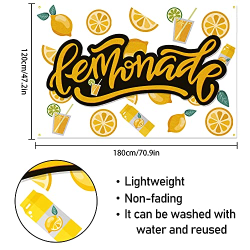 Lemonade Backdrop Banner Decor White – Lemon Party Theme Decorations for Lemonade Stand Birthday Supplies,Yellow