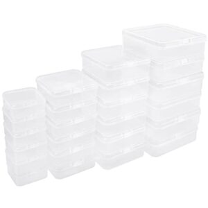 24 packs bead storage, lioucbd clear small plastic containers with lids, 4 mixed sizes plastic box for craft storage bobby pin earplugs screws clips jewelry