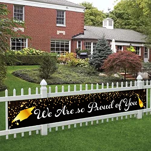 Large We are So Proud of You Banner,2022 Graduation Party Decorations,Congratulations Banner Backdrop,,Congrats Grad Backdrop Hanging Banner Outdoor Indoor (9.8 x 1.6 feet)