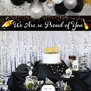 Large We are So Proud of You Banner,2022 Graduation Party Decorations,Congratulations Banner Backdrop,,Congrats Grad Backdrop Hanging Banner Outdoor Indoor (9.8 x 1.6 feet)