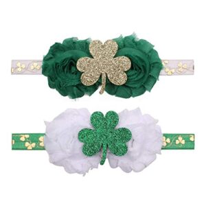 yanjie st. patrick’s day baby girl hairbands – shabby chiffon gold metallic foe headband hair accessories for birthday gift (st foe, free)