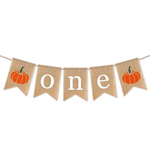 SWYOUN Burlap Pumpkin One Banner Boy Girl 1st Birthday Party Supplies Decoration