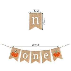 SWYOUN Burlap Pumpkin One Banner Boy Girl 1st Birthday Party Supplies Decoration