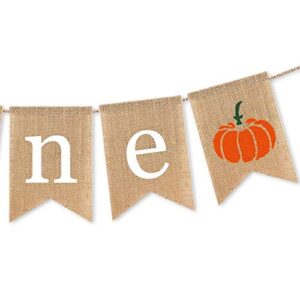 SWYOUN Burlap Pumpkin One Banner Boy Girl 1st Birthday Party Supplies Decoration