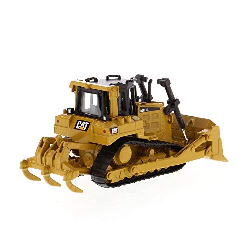 1:64 Scale Caterpillar D6R Track-Type Tractor - Construction Metal Series by Diecast Masters - 85691 - Poseable Giant Ripper and Free-Rolling, Segmented PVC Tracks - Diecast Metal with Plastic Parts