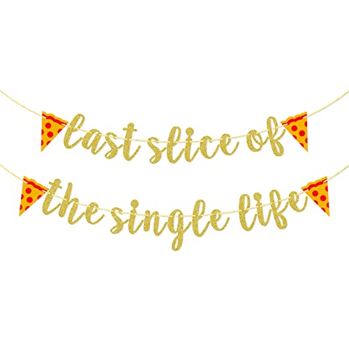 Last Slice Of The Single Life Banner, Bachelorette Pizza Party Banner, Pizza Party Decorations, Gold Glitter