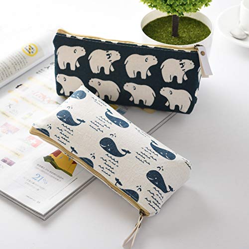 Davias Canvas Pencil Pen Zipper Pouch Small Cosmetic Makeup Bags, Forest and Animal Style,Set of 4