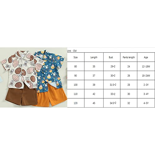 Xiaodriceee Toddler Baby Boy Easter St.Patrick's Day Outfit Short Sleeve Button Shirt Shorts Set Fashion Boys Summer Clothes (Easter Egg Brown,12-18 Months)