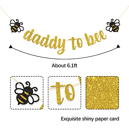 MonMon & Craft Daddy to Bee Banner/Bumble Bee Theme Baby Shower Party Supplies/New Dad Gender Reveal Party Decorations - Gold Glitter