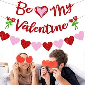 Be My Valentine Banner With Conversation Hearts - 10 Feet, No Diy | I Love You Decorations Romantic Decorations Special Night | Valentine Banner, Valentines Decor | Valentines Day Garland Heart Decorations