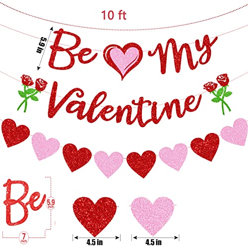 Be My Valentine Banner With Conversation Hearts - 10 Feet, No Diy | I Love You Decorations Romantic Decorations Special Night | Valentine Banner, Valentines Decor | Valentines Day Garland Heart Decorations