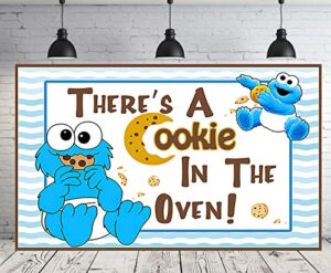 baby cookie monster backdrop for gender reveal party supplies 5x3ft there’s a cookie in the oven banner for street baby shower party decorations