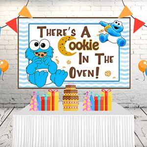 Baby Cookie Monster Backdrop for Gender Reveal Party Supplies 5x3ft There's a Cookie in The Oven Banner for Street Baby Shower Party Decorations