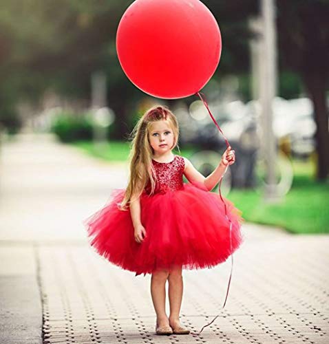 Toddler Baby Girl Valentine's Day Outfit Heart Sequins Backless Tutu Dress Little Valentine Princess Dress (Red, 2-3Y)