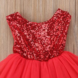 Toddler Baby Girl Valentine's Day Outfit Heart Sequins Backless Tutu Dress Little Valentine Princess Dress (Red, 2-3Y)