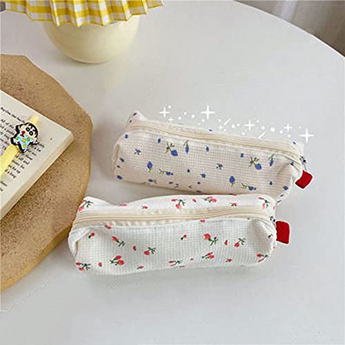 MNTT Pencil Cases,Simple School Pen Holder Makeup Bag Women Stationery Pencil Bag Storage Bags Small Flowers(Pink)