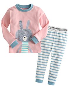 vaenait baby kids girls sleepwear pajama 2pcs set pink bunny 3t/m