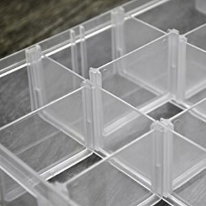 SE Large Plastic Translucent Storage Container with 18 Adjustable Sections - 87064DB