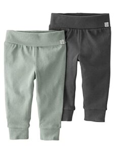 little planet by carter’s baby 2-pack organic cotton grow-with-me pants, meadow/charcoal, 24 months