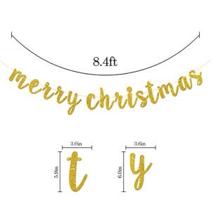 Talroine Glitter Merry Christmas Banner, Holiday Party Garland Bunting, Christmas Party Decoration Supplies