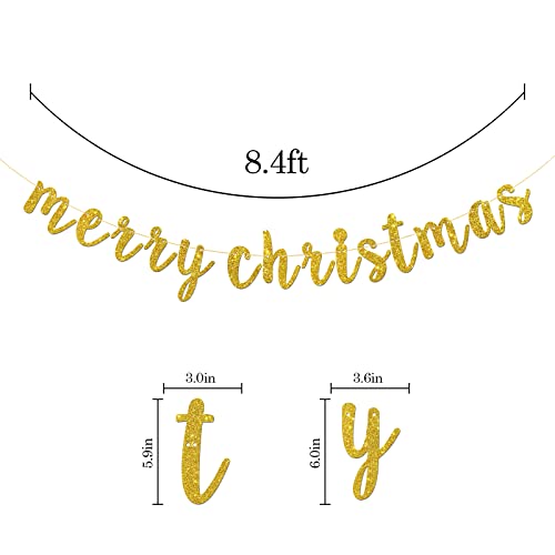 Talroine Glitter Merry Christmas Banner, Holiday Party Garland Bunting, Christmas Party Decoration Supplies