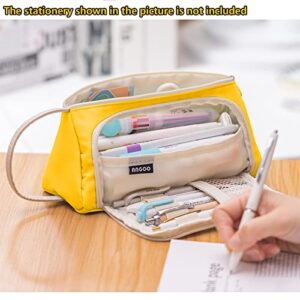 Large Capacity Pencil Case Pencil Pouch Handheld Pen Bag Cosmetic Portable Bag for Office School Teen Girl Boy (Yellow)