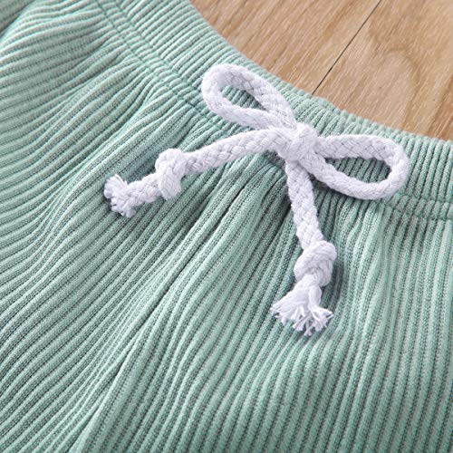 Newborn Infant Baby Girl Boy Clothes Short Sleeve Tops T-Shirt+Shorts Pants Solid Color Two Piece Outfits Set (Light Green, 0-6M)