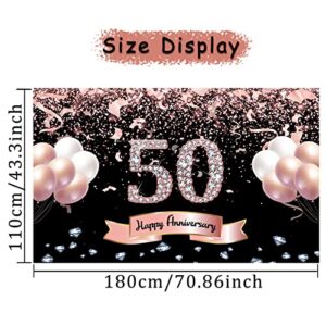 Trgowaul 50th Anniversary Party Decorations, Rose Gold 50th Year Anniversary Banner Backdrop for Parents, 50 Years Party Favors for 50th Wedding Anniversary, Class Reunion, Cheers to 50 Years Party