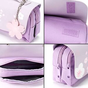 Limnyves Purple Blossom Pencil Case PU Leather Pencil Case Stationery Pencil Case Pencil Case Pencil Case