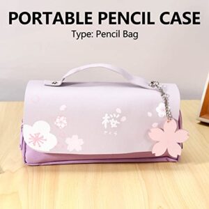 Limnyves Purple Blossom Pencil Case PU Leather Pencil Case Stationery Pencil Case Pencil Case Pencil Case