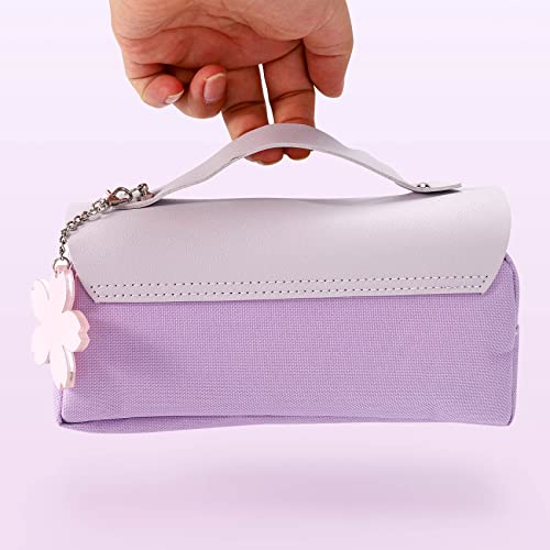 Limnyves Purple Blossom Pencil Case PU Leather Pencil Case Stationery Pencil Case Pencil Case Pencil Case