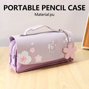 Limnyves Purple Blossom Pencil Case PU Leather Pencil Case Stationery Pencil Case Pencil Case Pencil Case