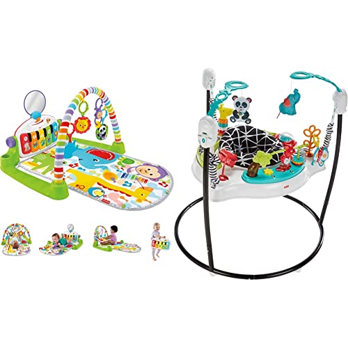 Fisher-Price Deluxe Kick 'n Play Piano Gym, Green, Gender Neutral (Frustration Free Packaging) Fisher-Price Animal Wonders Jumperoo, White