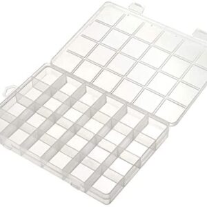 Juvielich Clear Plastic Organizer Box 24 Fixed Grids Storage Container Jewelry Box for Beads Art DIY Crafts Jewelry Fishing Tackles 7.68"x5.31"x0.98"(LxWxH) 2PCS