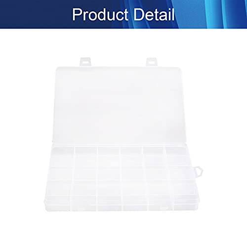 Juvielich Clear Plastic Organizer Box 24 Fixed Grids Storage Container Jewelry Box for Beads Art DIY Crafts Jewelry Fishing Tackles 7.68"x5.31"x0.98"(LxWxH) 2PCS