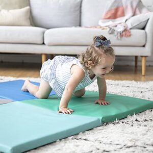 ECR4Kids SoftZone Quad Fold-N-Go Activity Mat, Colorful Soft Toddler Crawling and Tummy Time Foam Mat, Padded Infant Floor Mat, Safe Active Play for Babies, Foldable Design - Contemporary