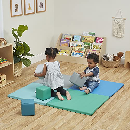 ECR4Kids SoftZone Quad Fold-N-Go Activity Mat, Colorful Soft Toddler Crawling and Tummy Time Foam Mat, Padded Infant Floor Mat, Safe Active Play for Babies, Foldable Design - Contemporary